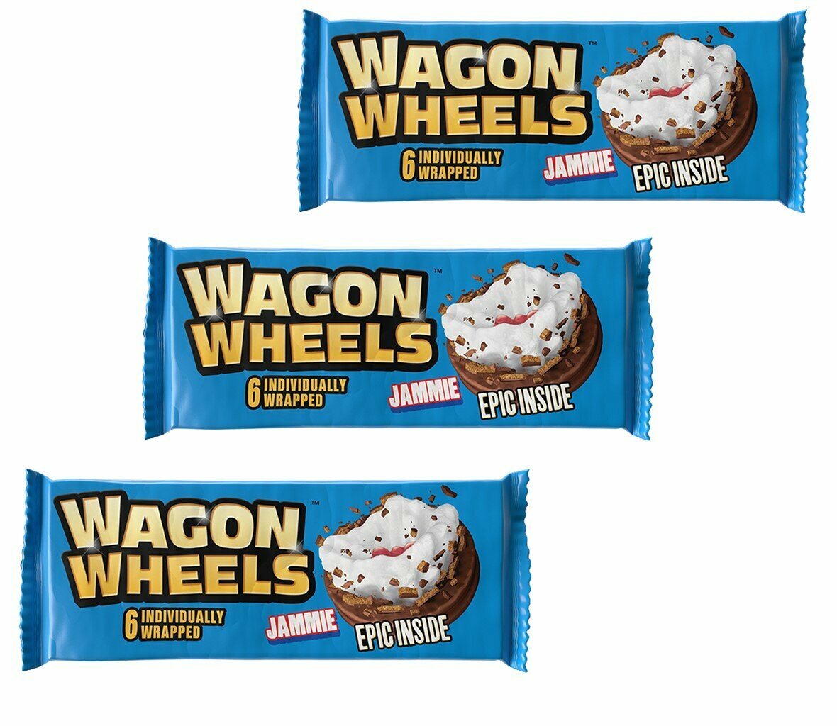 Печенье Wagon Wheels Jammie в шоколаде с прослойкой из суфле и джема 216 г, 3 упаковки