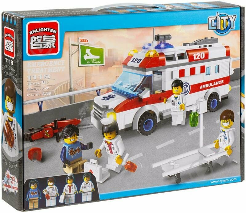 Конструктор Qman City "Служба спасения", пластик, 328 деталей, от 5 до 18 лет