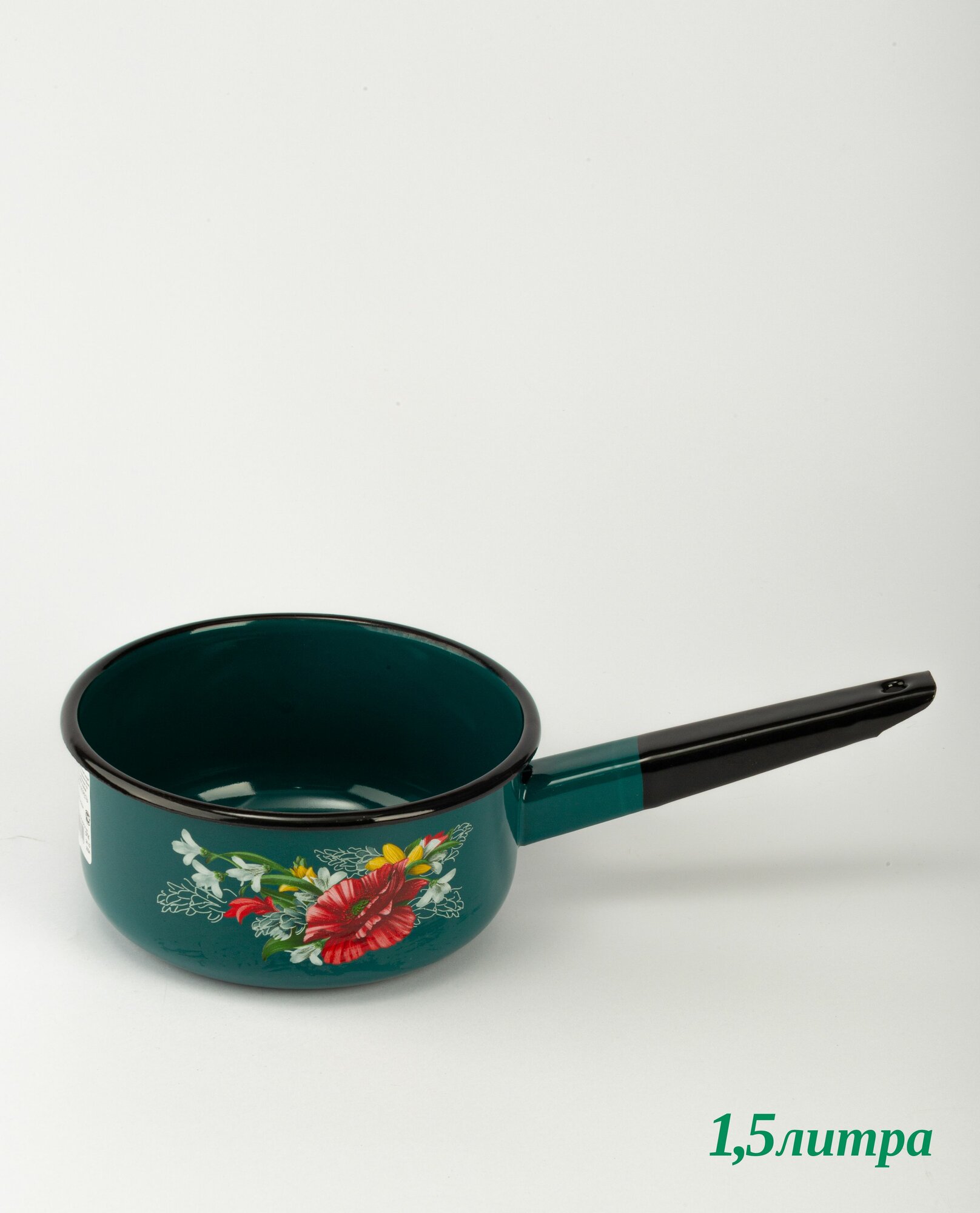 Ковш эмалированный 1,5 л с рисунком, с длинной ручкой, без крышки, Керчь