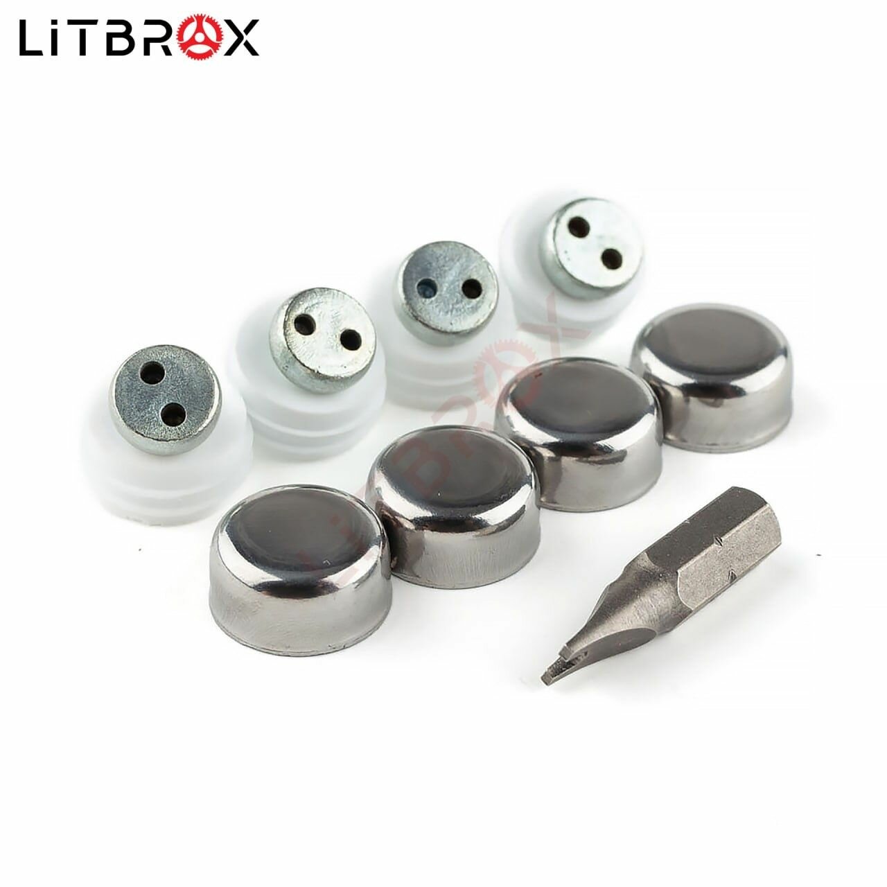 Крепеж номерного знака (саморез/секретный) с заглушкой колпачком хром (к-т 4 шт.)