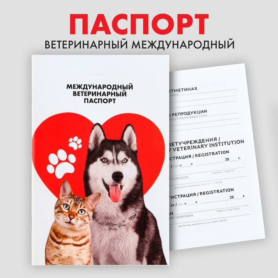 Ветеринарный паспорт Пушистое счастье, международный универсальный паттерн «Сердце»