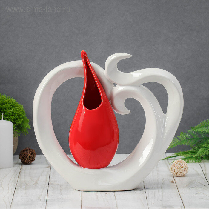 Керамическая ваза декоративная настольная «Капля» вензеля, для цветов, сухоцветов, 24.5×23 см, микс