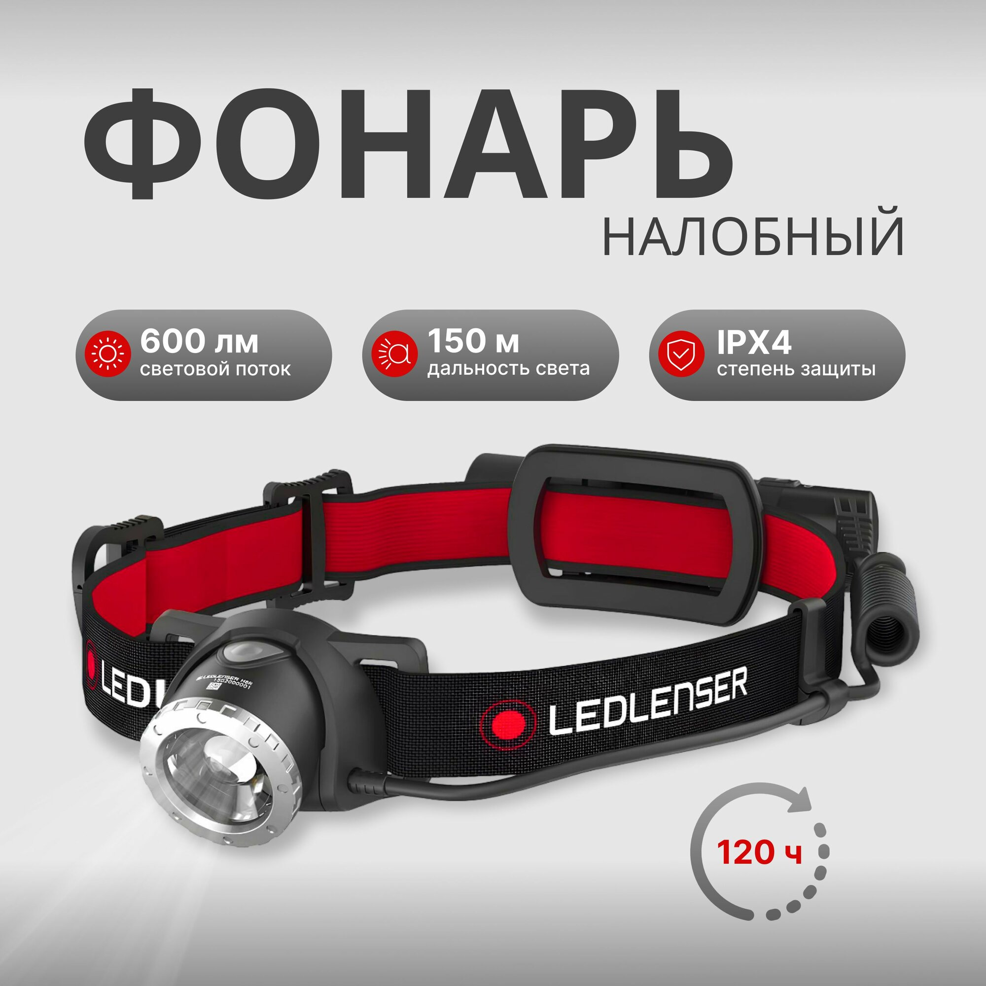 Налобный фонарь LED LENSER H8R черный