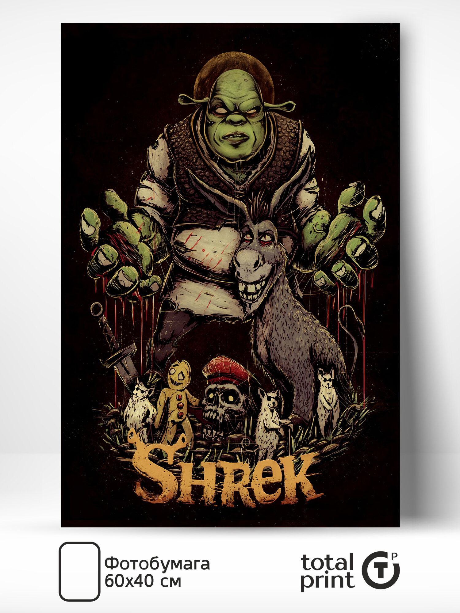 TotalPrint Постер для интерьера, Мультфильм, Шрек, 60х40см.