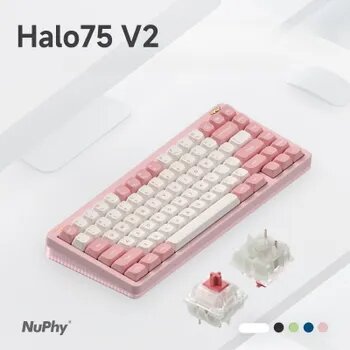 NuPhy Клавиатура беспроводная Halo75 V2 Silent Red Clear-Top Switch, (Cherry MX Silent Red), розовый