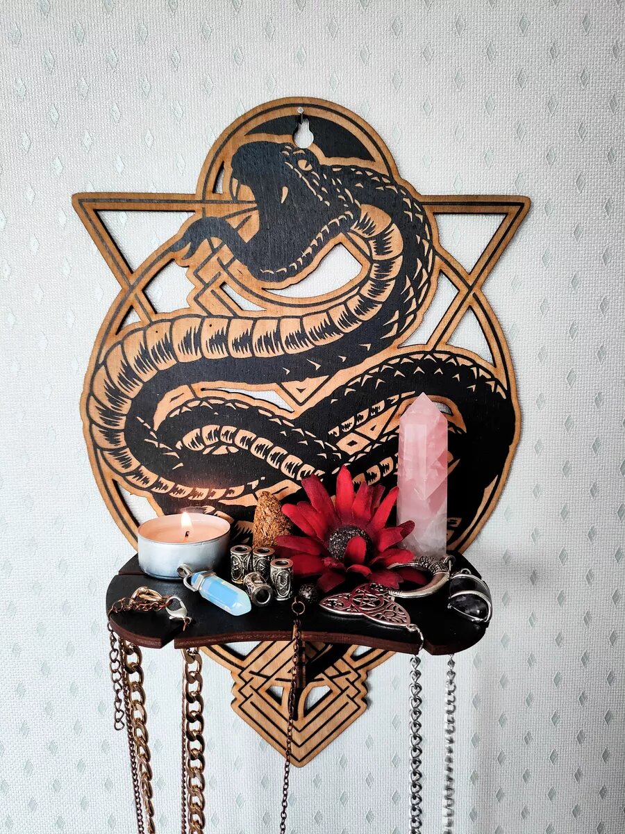 Полка для маятников Змеи, кристаллов и таро, украшение алтаря