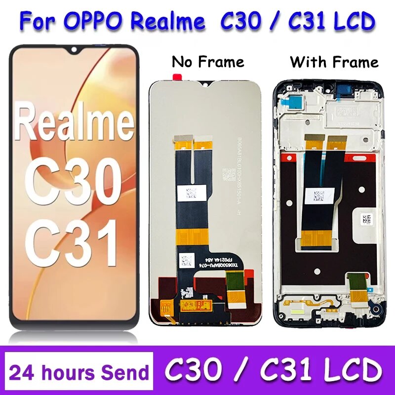 6,5-дюймовый ЖК-дисплей для OPPO Realme C30 RMX3581, сенсорная панель, дигитайзер для Realme C31, ЖК-рамка RMX3501, дисплей C31 With Frame