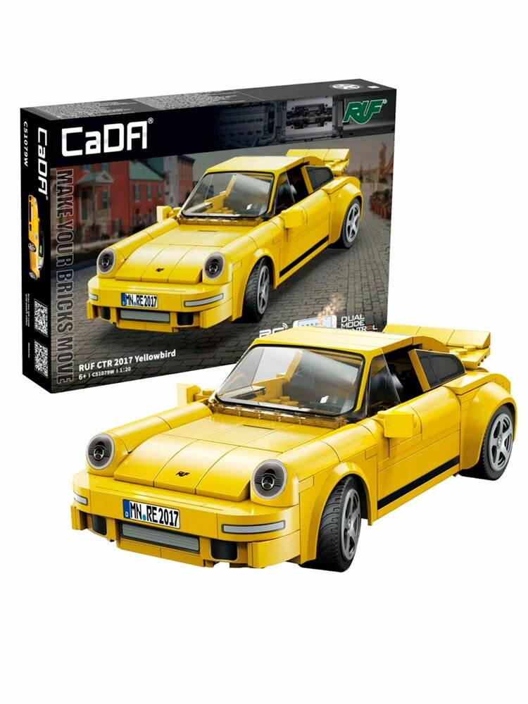 Радиоуправляемый конструктор Double E Cada Technics спортивный автомобиль RUF CTR 2017 Yellowbird, масштаб 1:20, 222 элемента - C51079W