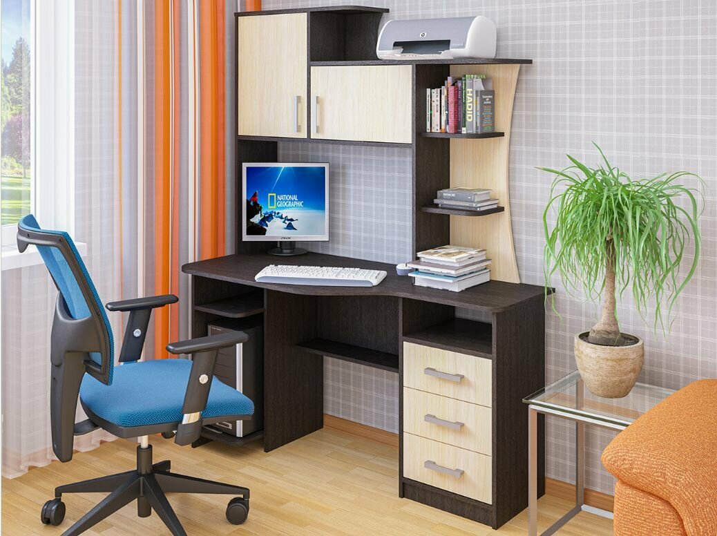 Компьютерный стол КС-19 венге/дуб молочный