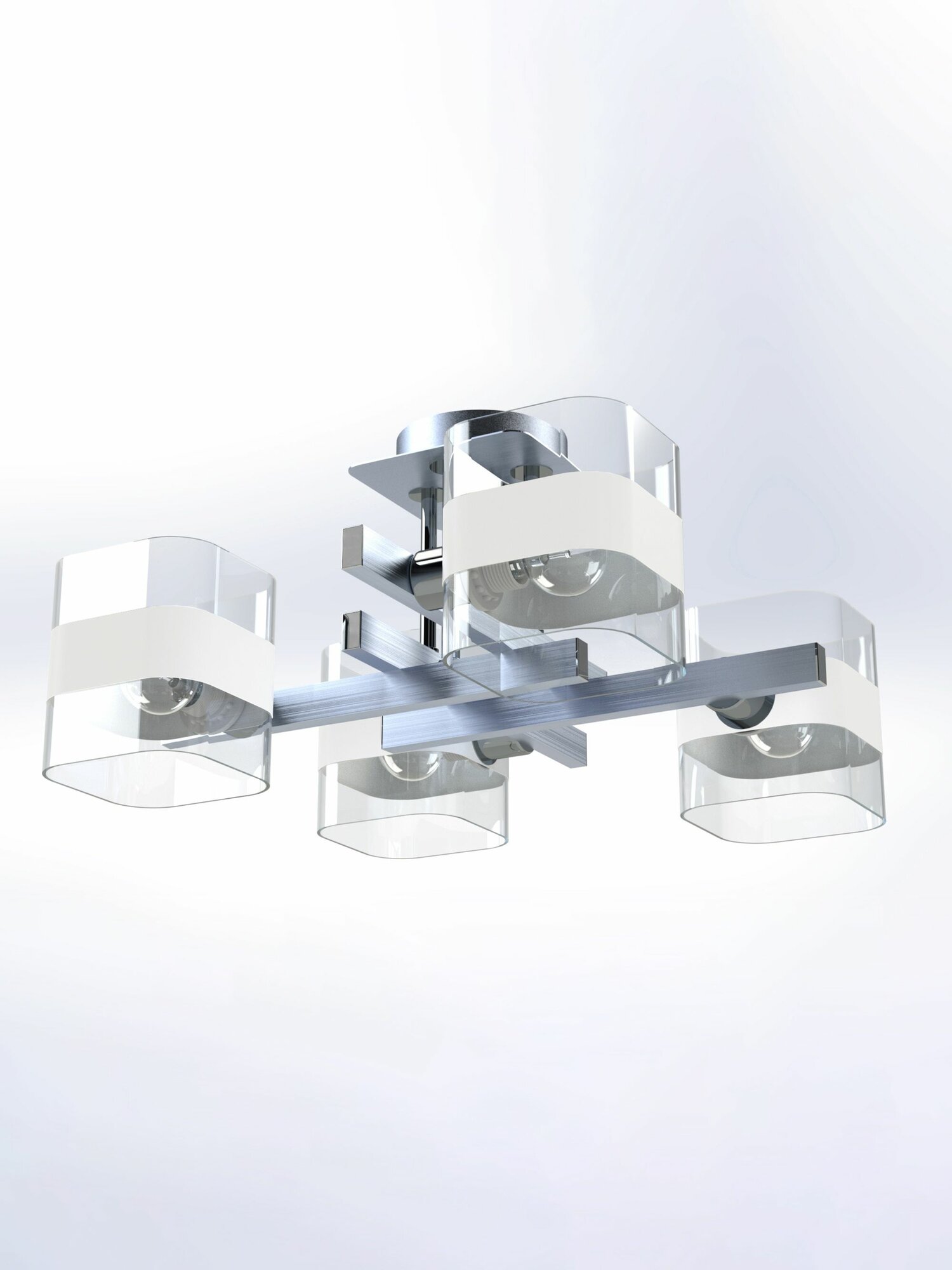 Потолочная люстра Citilux Вирта CL139240, 4 лампы, алюминий, прозрачные плафоны, современный стиль