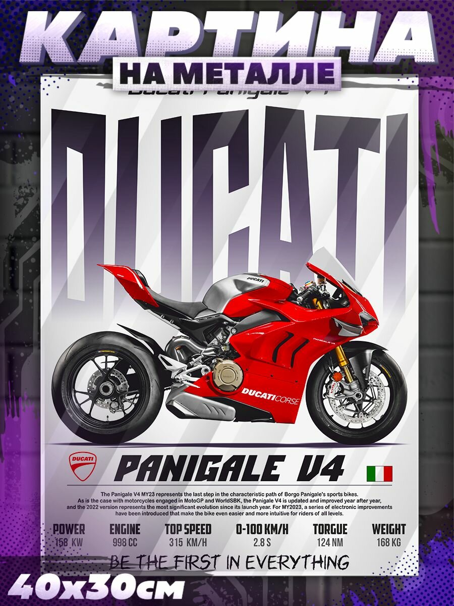 Постеры на стену интерьерные Ducati Panigale V4 мото Дукати