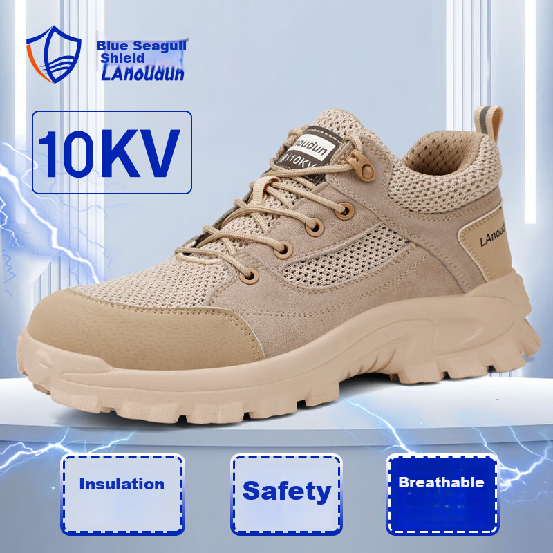 Blue Owl Shield Safety Shoes for Men, 10KV Insulated, Electrician Anti-Smashing Toe Cap, Puncture-Resistant Breathable Work Shoes D1122TKV Size 42