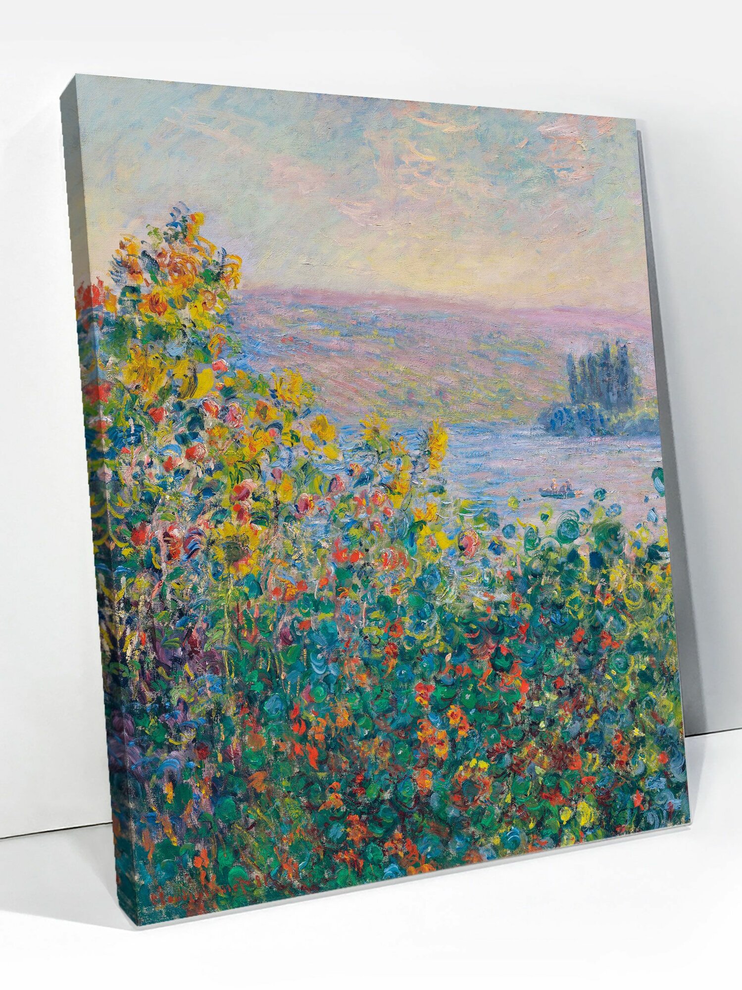 Картина Клод Моне Цветочные клумбы в Ветёе на холсте 30х40см