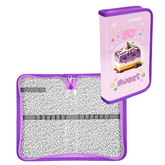 Пенал школьный на молнии deVente "So Sweet", 1 отделение, из ткани, с конгревным тиснением