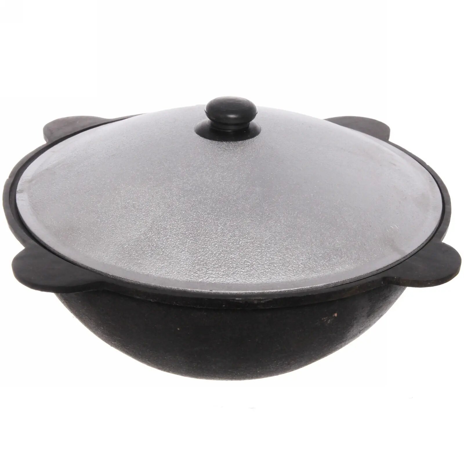 Казан чугунный 8 литров с крышкой, черный, для плова и шурпы