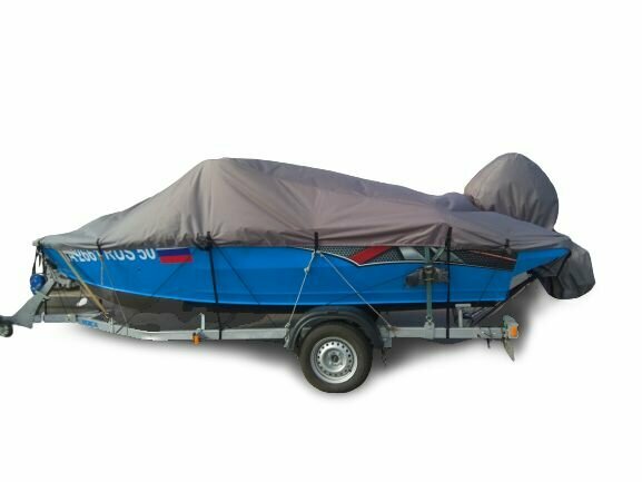 Тент на катер WINDBOAT-450 DCX серый Транспортировочный стояночный GLASH.