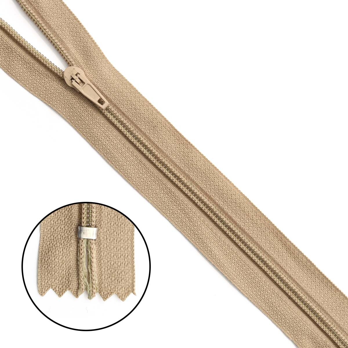 Молния брючная p/l Т4 - 18см (128 бежево-серый)
