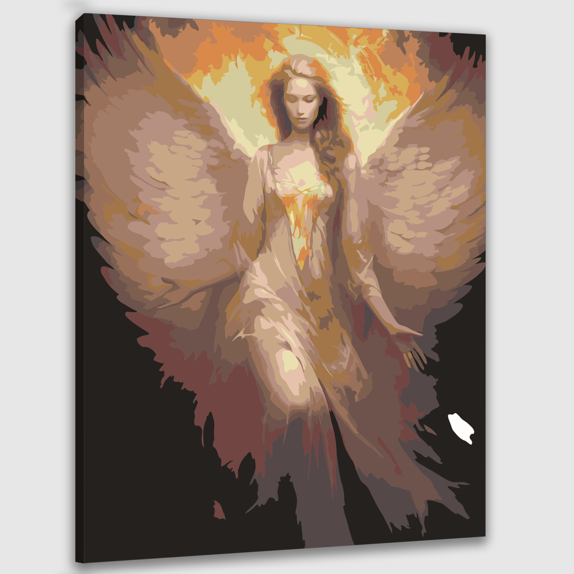 Картина по номерам 40x50 см, ангел, крылья, сердце, ореол, свет, картина, масло, руки, символизм, яркие цвета, рисунок