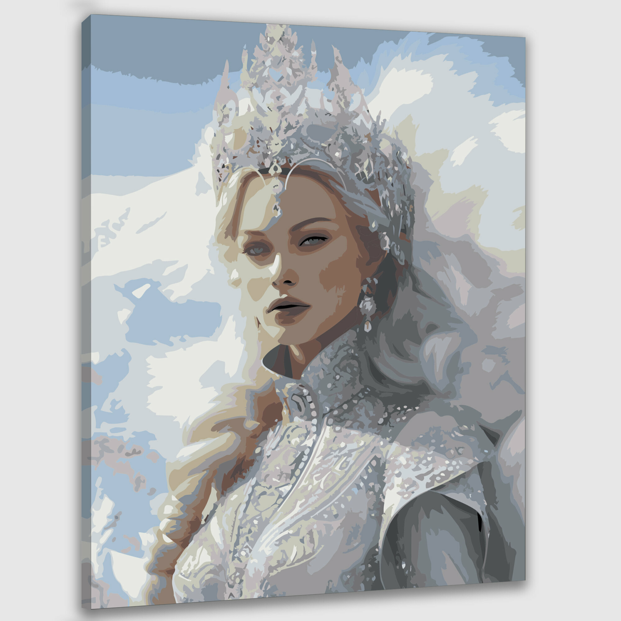 Картина по номерам 40x50 см, Снегурочка, фотография, красота, вершины, иней, волосы, корона, солнце