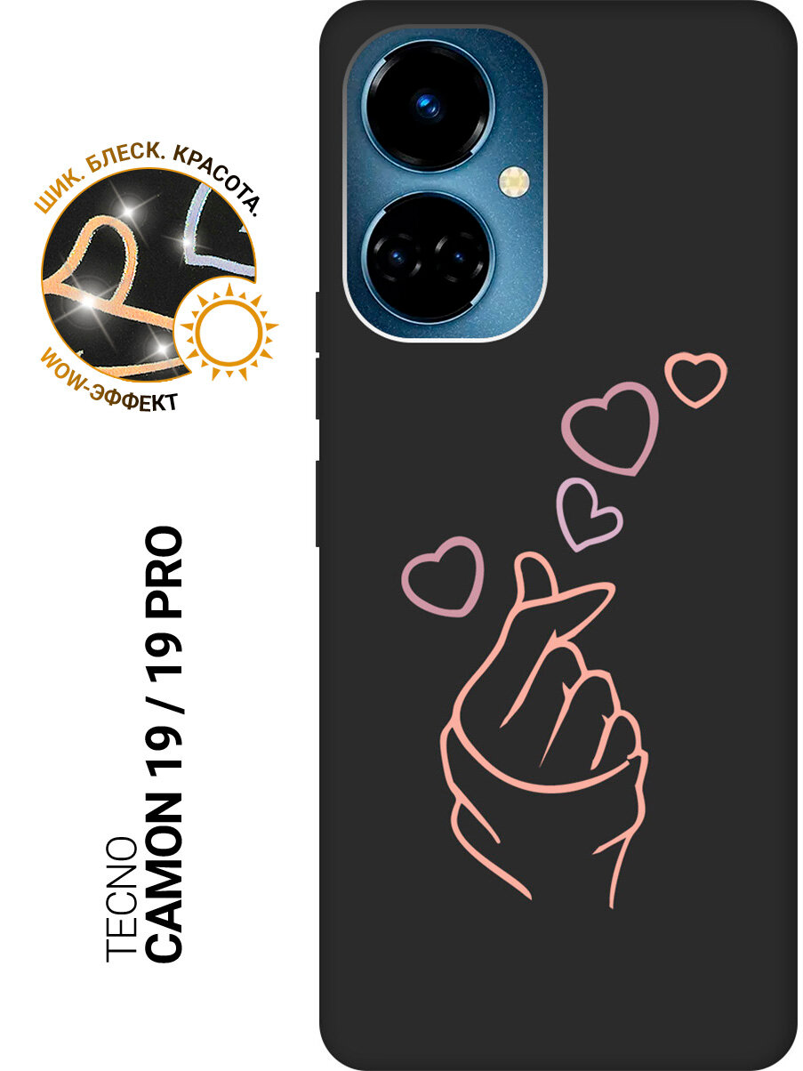 Силиконовый чехол на Tecno Camon 19 / 19 Pro / Техно Камон 19 / 19 Про с рисунком "K-Heart" Soft Touch черный