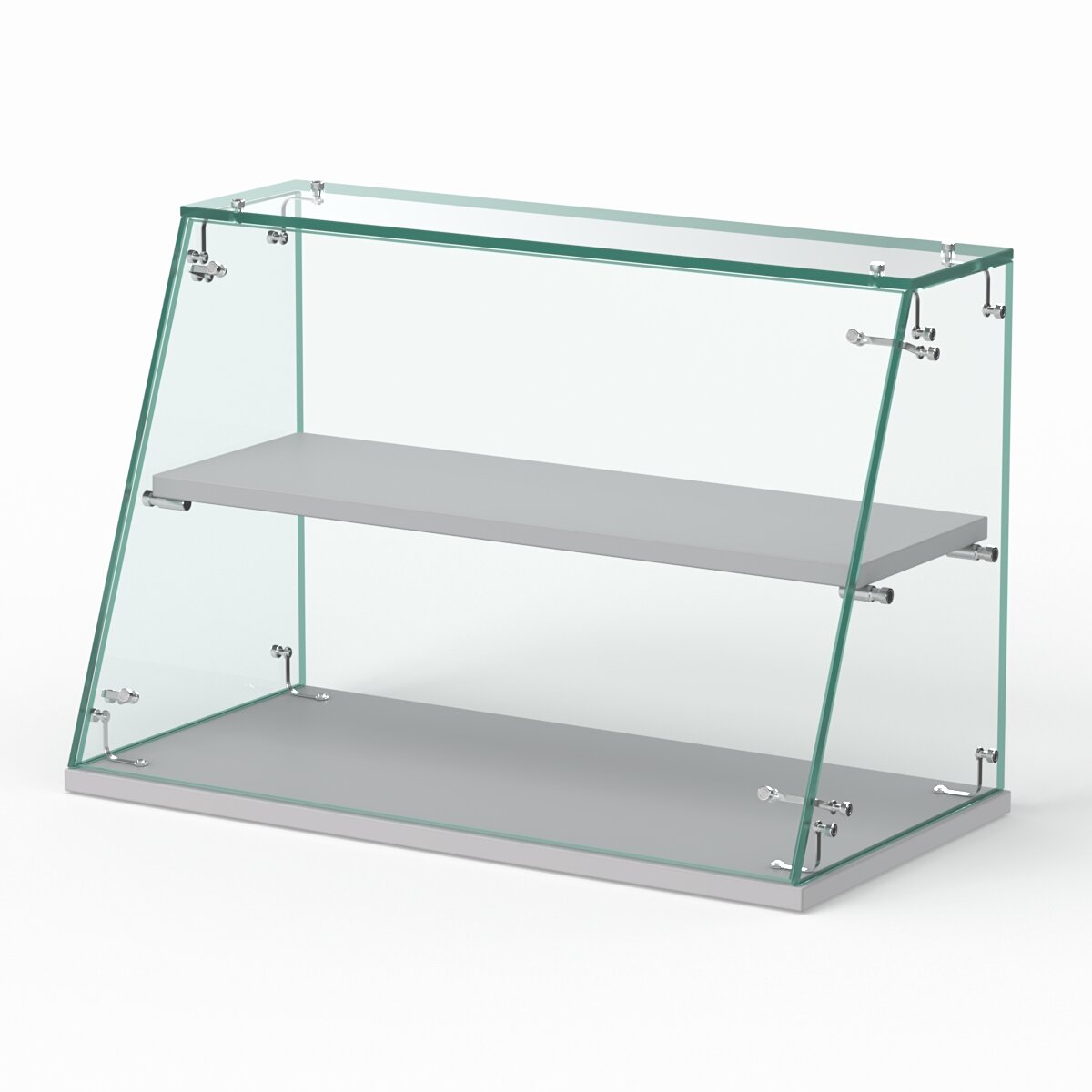 Витрина "сладость" №14КА-О-П для выпечки настольная с прямыми полками без дверок пдсп, Серый