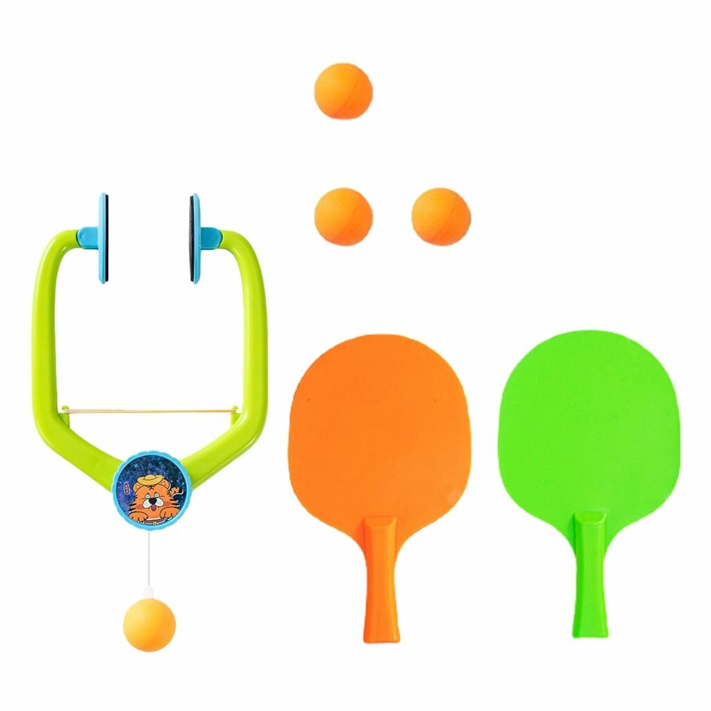 Уличные игрушки, Тренажер для настольного тенниса с родительским взаимодействием - главный блок, 2 ракетки и 4 мяча, комплект