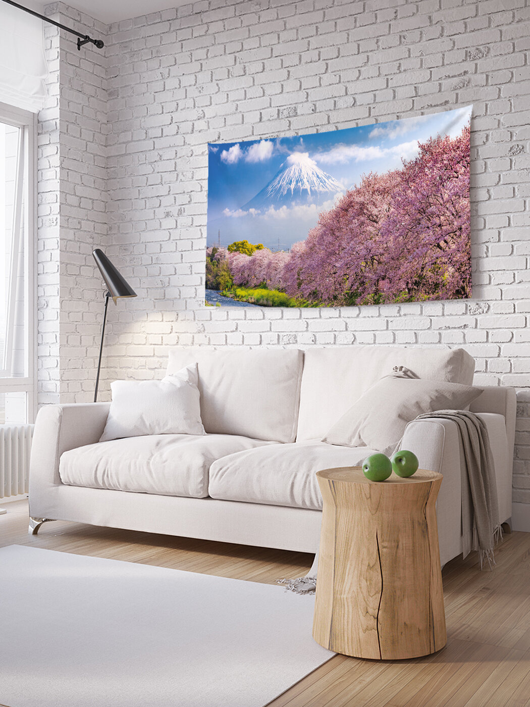 Фотопанно на стену горизонтальный постер 100х150 "Цветущий берег реки", JoyArty