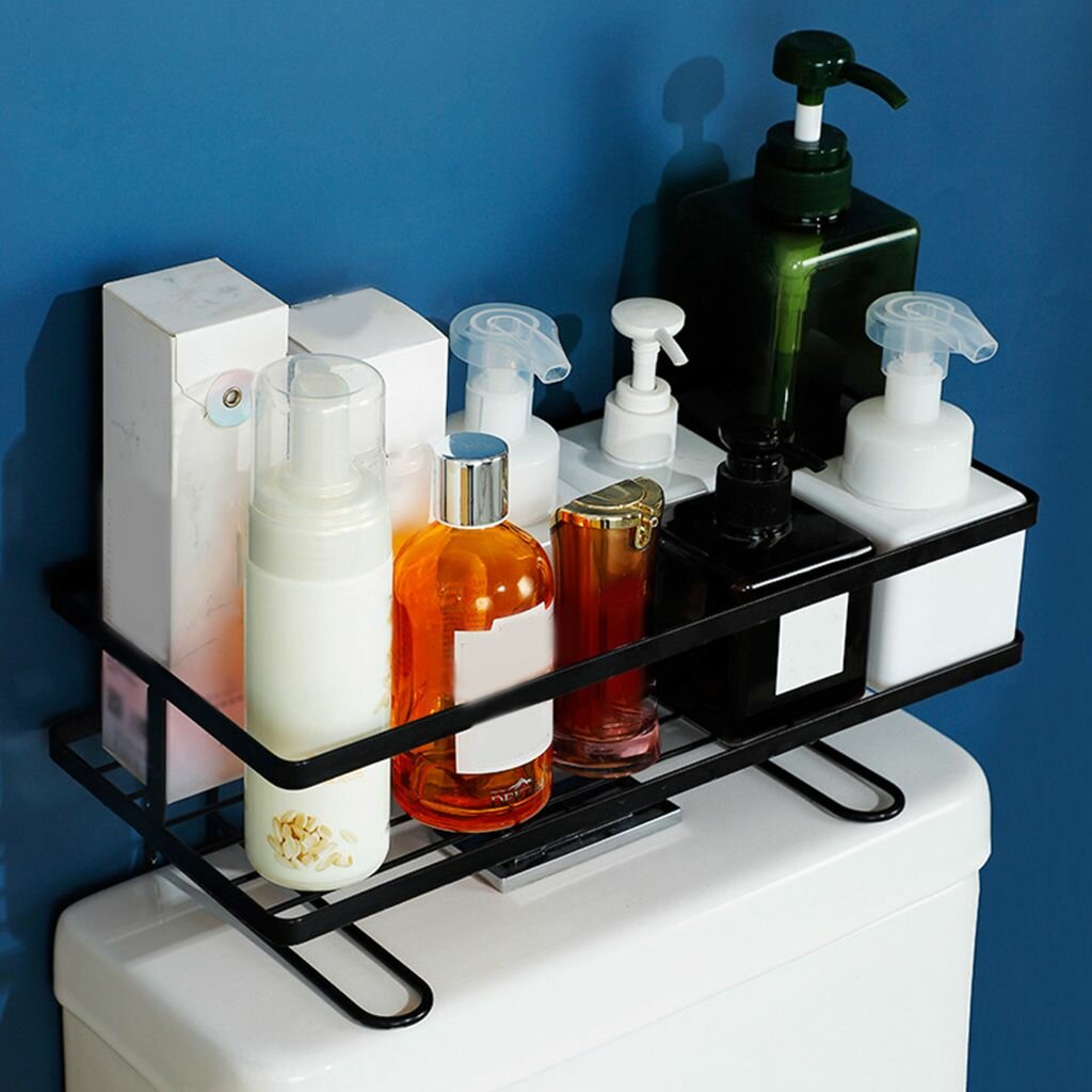 Полка для ванной комнаты, Полка над унитазом в ванной комнате - черная, 1 комплект