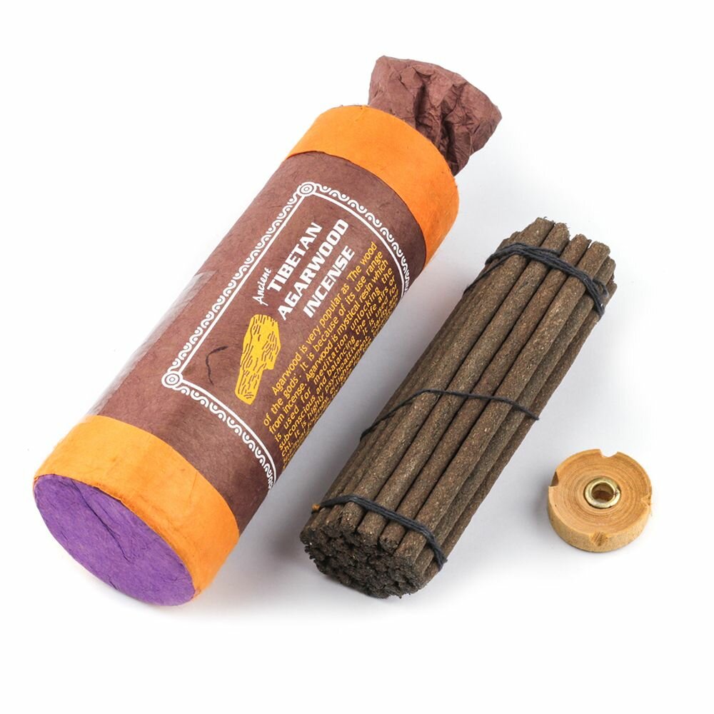 Ancient AGARWOOD (агаровое дерево традиционные тибетские благовония ручной работы в тубусе), 30 палочек + подставка