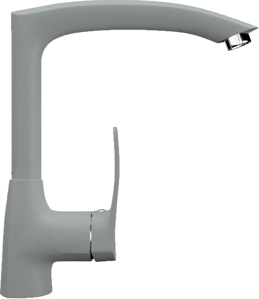 Смеситель для кухни Ulgran U-005 (342) с поворотным изливом, серый, матовый, однорычажный, латунный, с керамическим картриджем