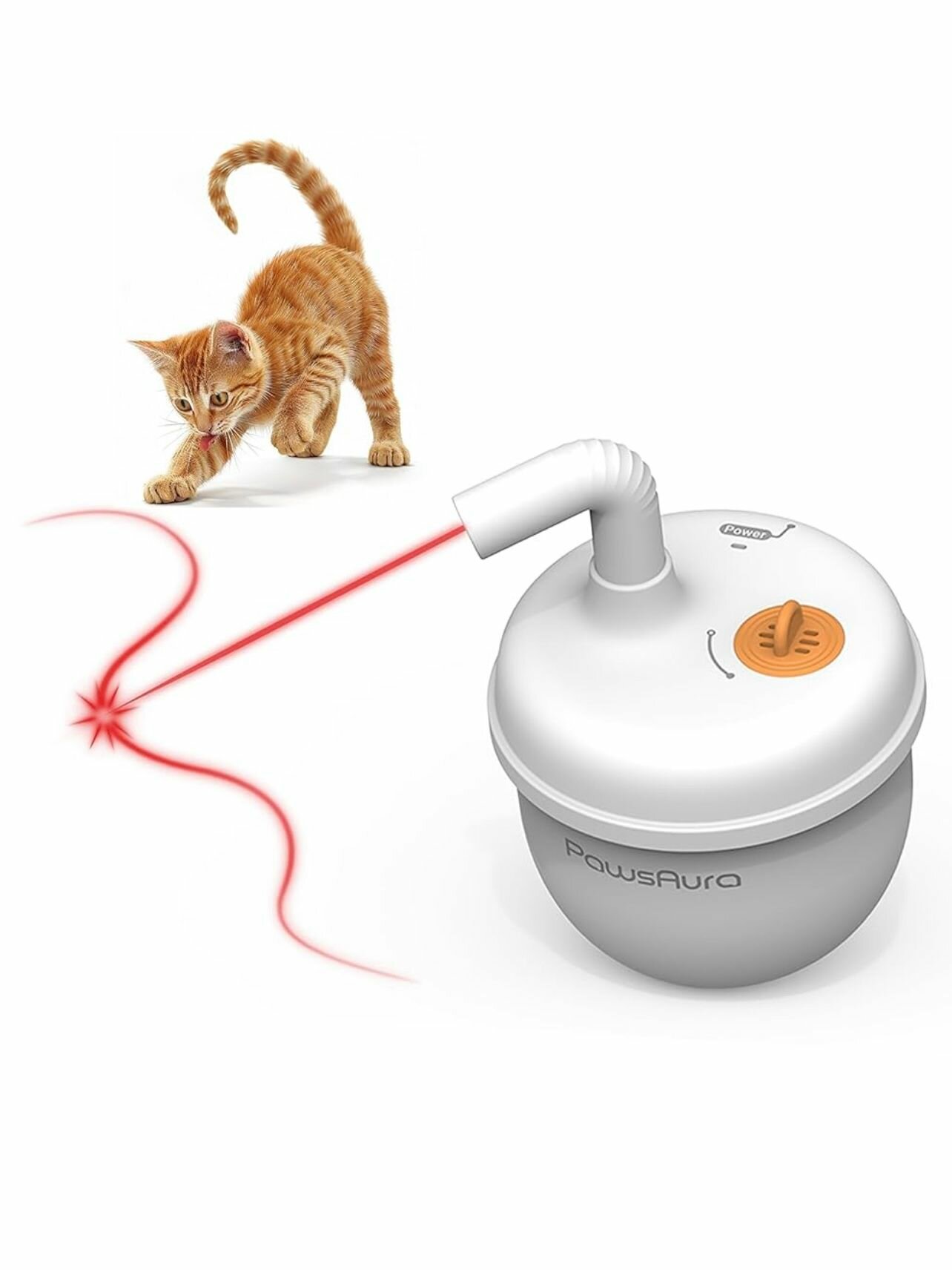 Лазерная игрушка для кошек MayMaw интерактивная, развивающая / автоматическая для домашних животных / лазерная указка для котов и котят мелких, средних и крупных пород для дома и дачи