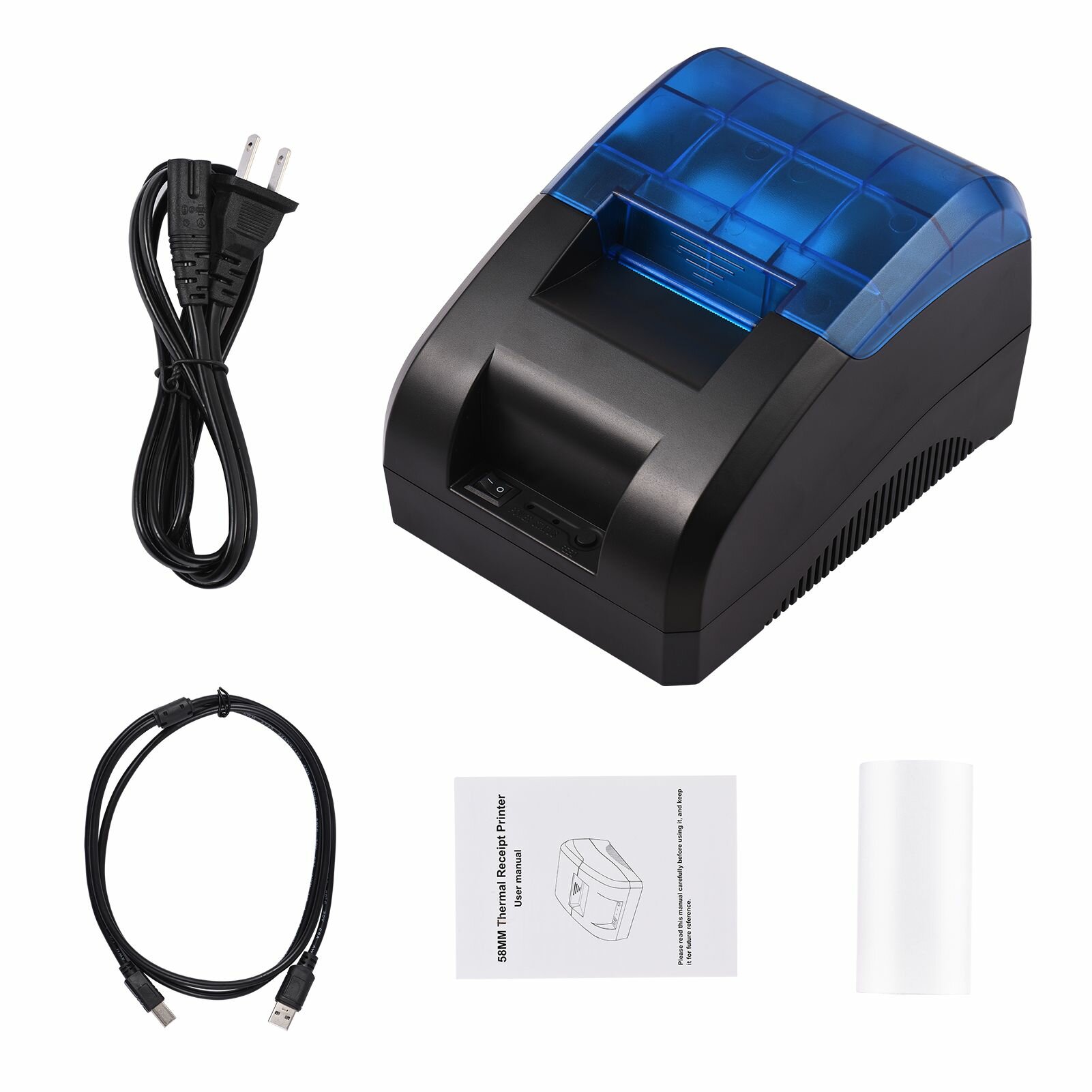 58-миллиметровый термопринтер для чеков, USB, Bluetooth, беспроводная печать штрихкода и логотипа, совместимый с iOS, Android, Windows, для ресторанов, розничных магазинов