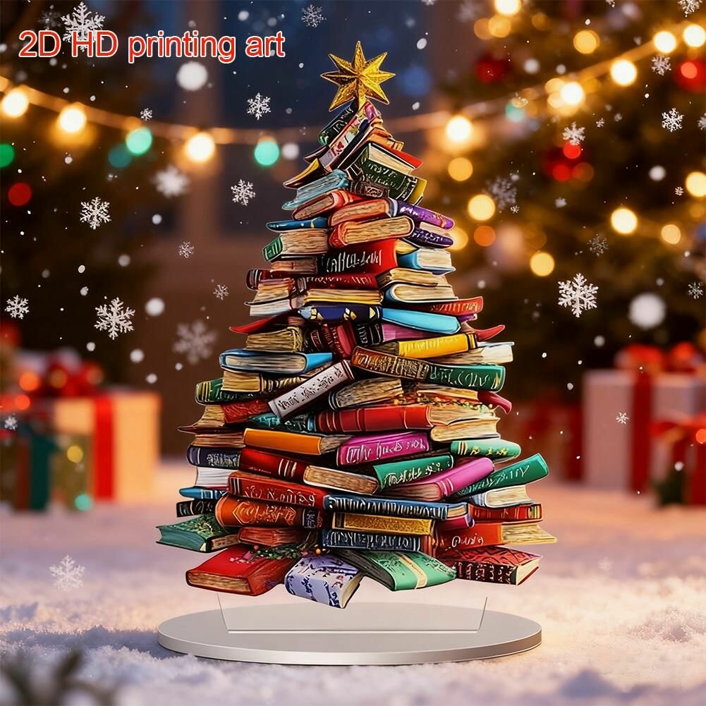 25*16 см акриловое 2D-украшение в виде стопки книг на елку для стола, полки, каминной полки