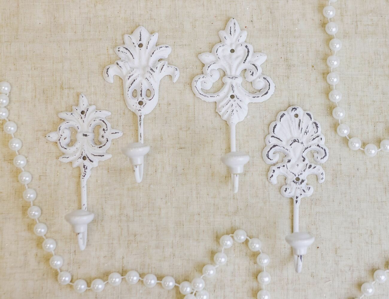 Набор настенных крючков антико, металл, белый, 15х9 см, 4 шт, Boltze 4429000-набор