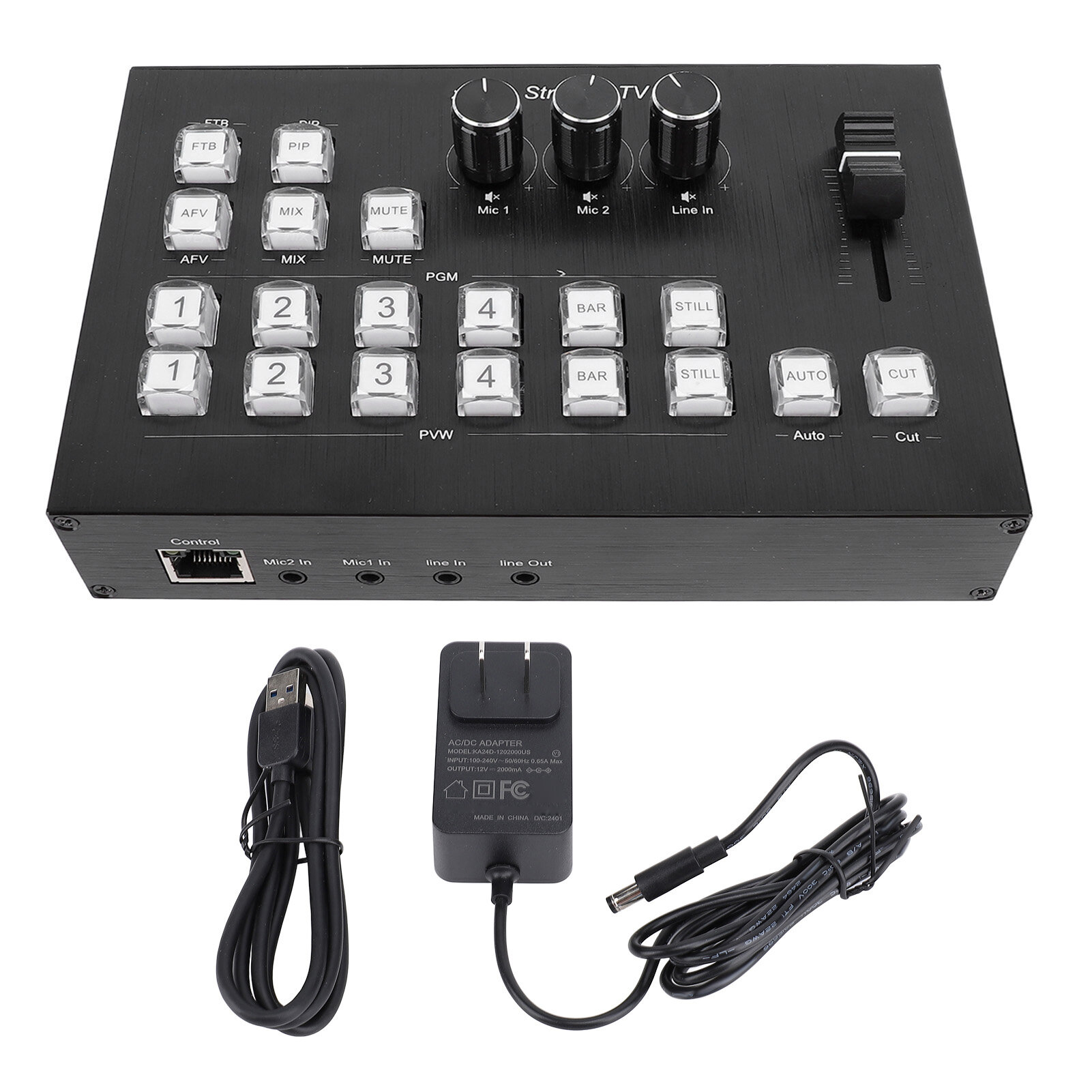 HD MultiMedia Live Stream Switcher 4 Вход 2 Вывод 3,5 мм Стерео -микшер -микшер для живых потоковых событий в режиме реального времени