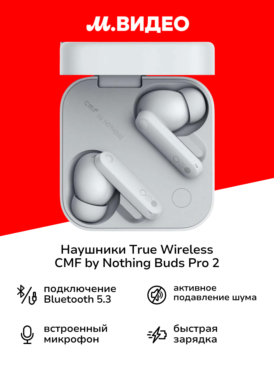 Наушники True Wireless CMF by Nothing Buds Pro 2 Light Grey