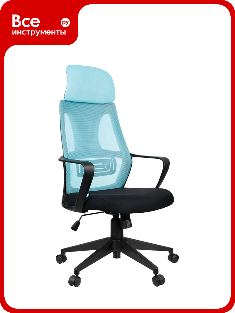Кресло руководителя Helmi hl-e37 wind, ткань черная/бирюзовая, для пользователей любого роста