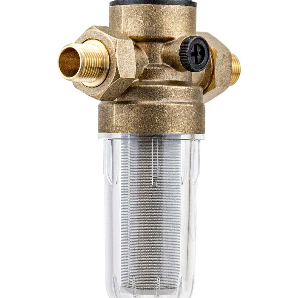 Промывной фильтр для ХВС Посейдон 1/2" НР 100 мкм с редуктором давления латунь 13622