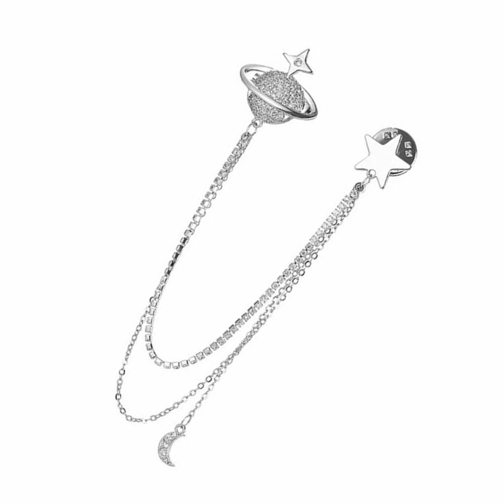 Изысканное Украшение на Лацкане с Булавкой "Луна Планета" из Хрусталя для Мужчин, Аксессуар для Воротника со Стразами, Брошь-Цепочка