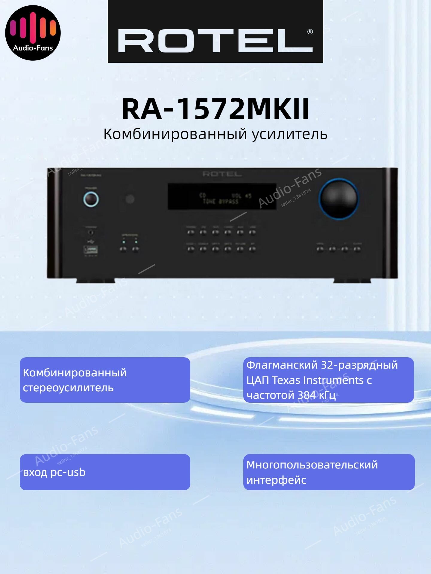 Усилитель мощности ROTEL RA-1572MKII Black Один