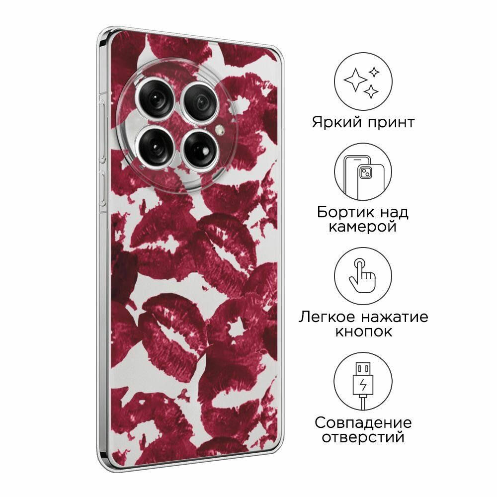 Чехол на OnePlus 13 / Ван Плас 13 с принтом "Помада паттерн 2", прозрачный — фото 1