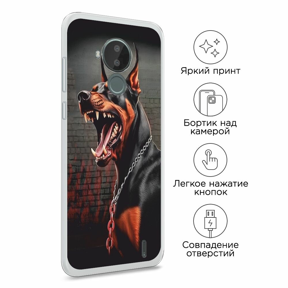 Силиконовый чехол на Nokia C30 / Нокия C30 с принтом "Доберман с цепью" — фото 1
