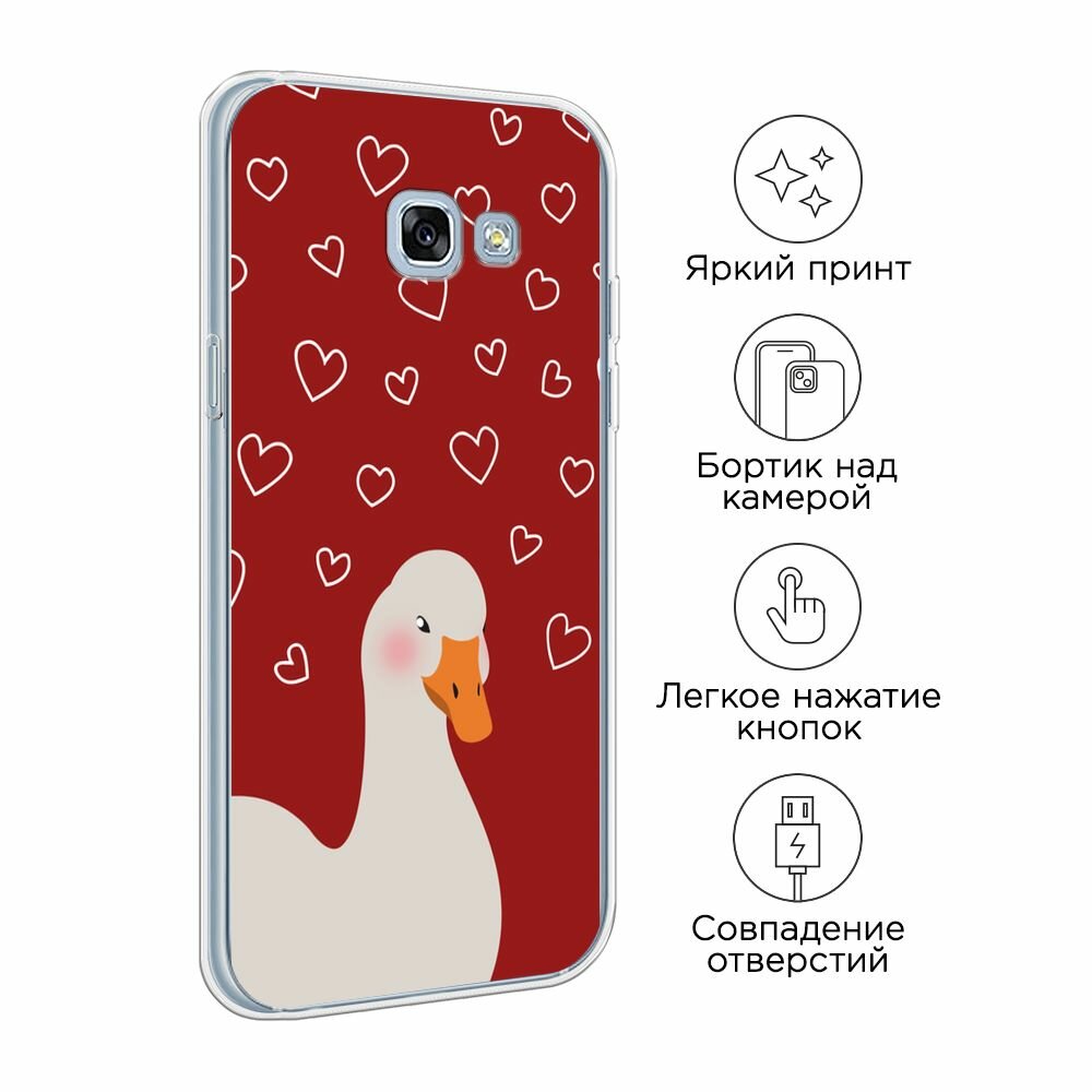 Чехол на Samsung Galaxy A5 2017 / Самсунг Галакси А5 2017 с принтом "Влюблённый гусь 1 - 14 февраля" — фото 1