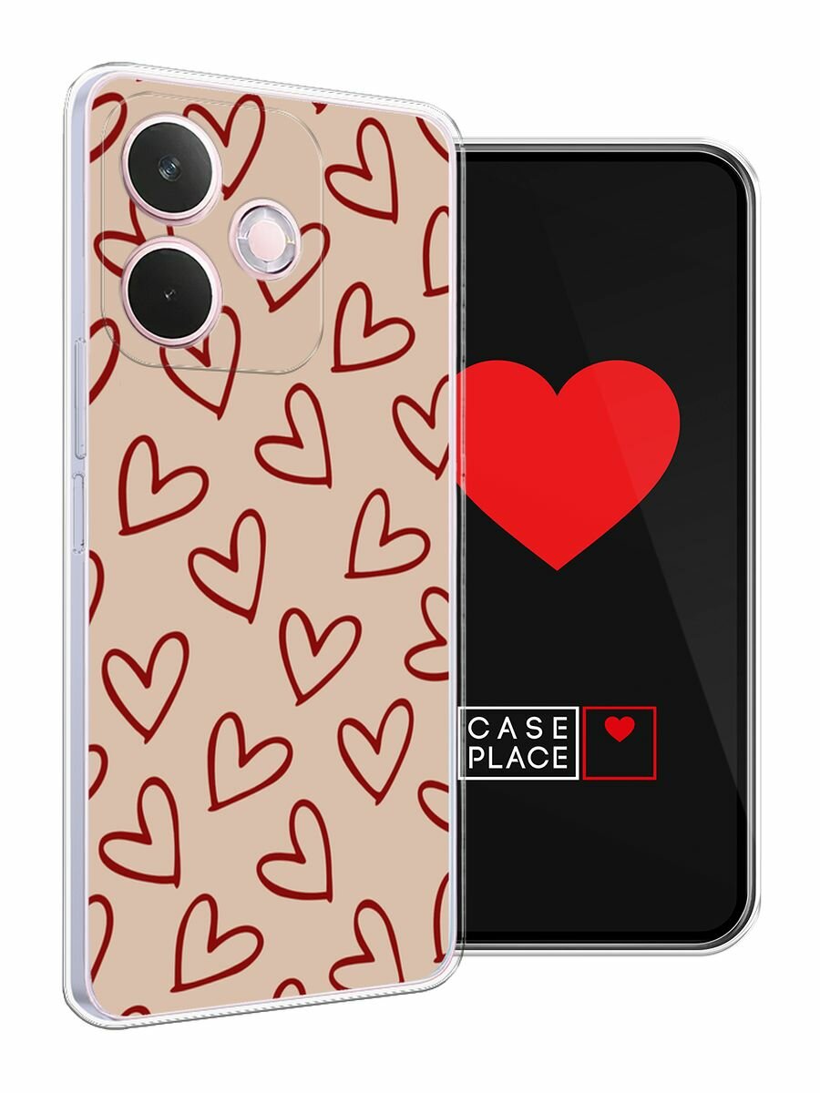 Чехол на Oppo A5 Pro / Оппо А5 Про с принтом "Little hearts doodles 1 - 14 февраля" — фото 1