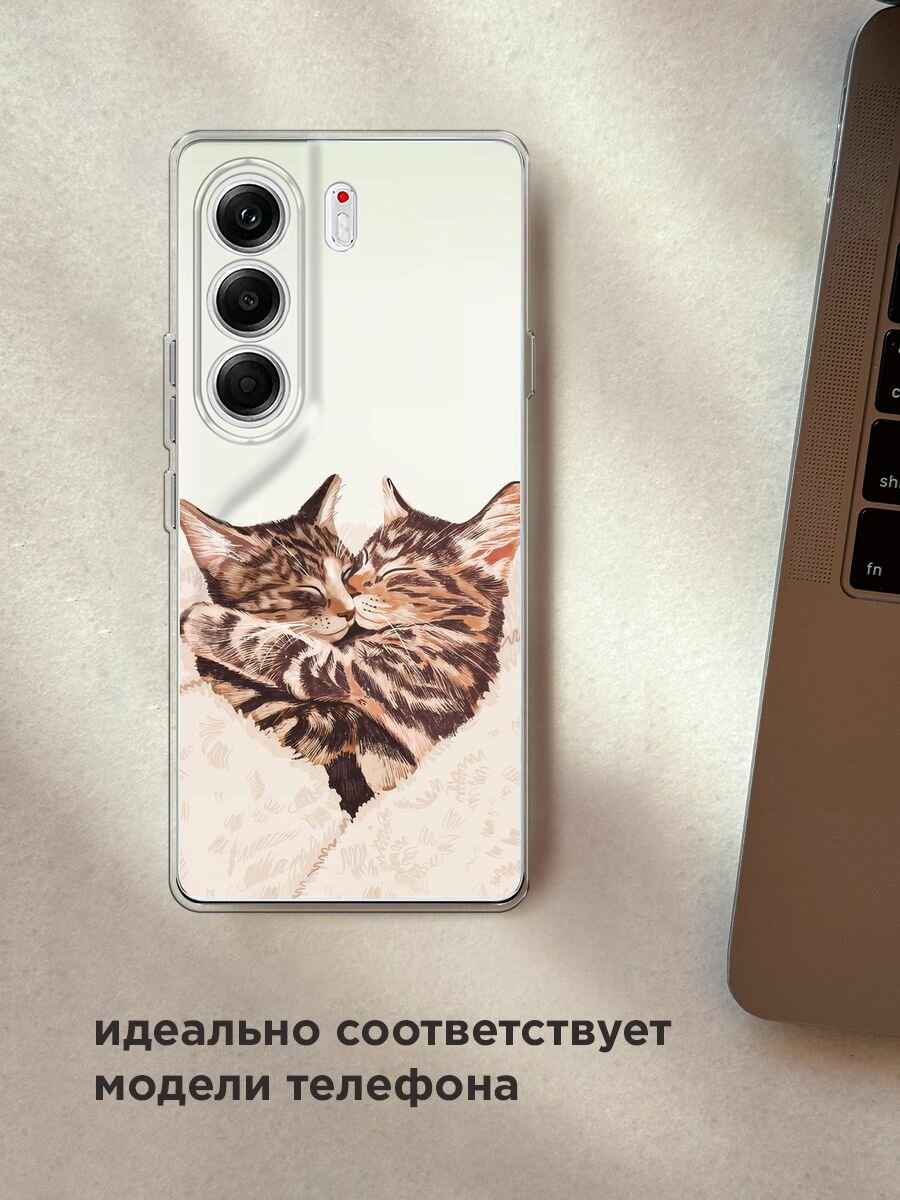 Чехол на Tecno Camon 40 Pro 5G / Текно Камон 40 Про 5G с принтом "Влюбленные котейки - 14 февраля" — фото 1