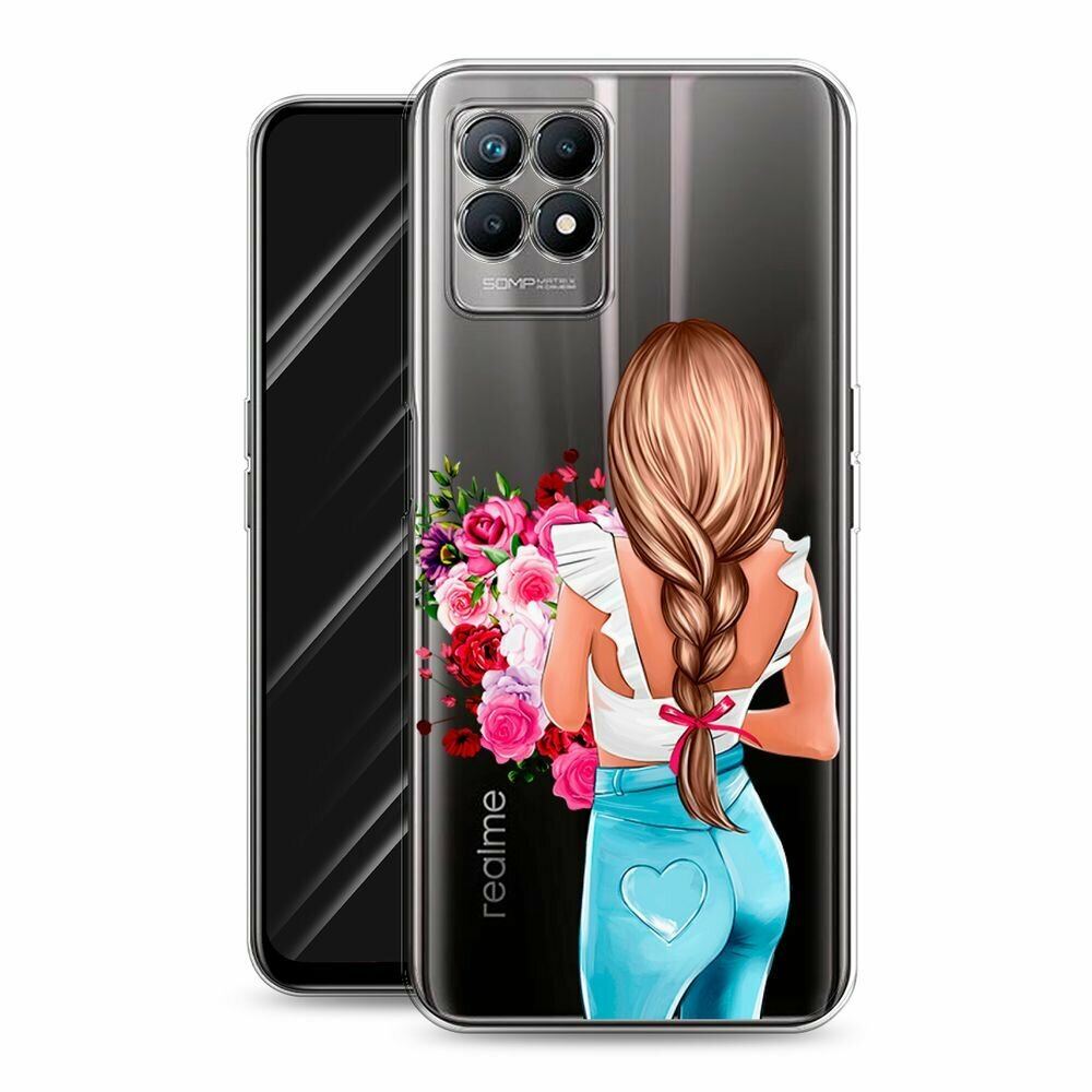 Чехол на Realme 8i / Реалми 8i с принтом Букет для девушки, прозрачный — фото 1