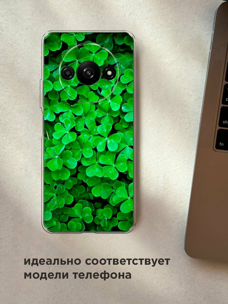Чехол на Xiaomi Redmi A3/A3x/Poco C61 / Сяоми Редми А3/A3x/Поко С61 с принтом "Клевер" — фото 1