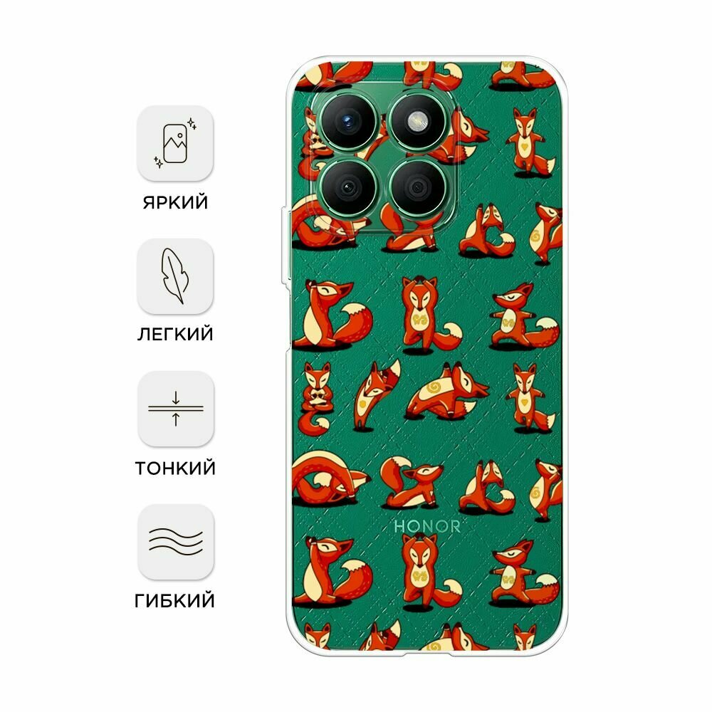 Чехол на Honor X8B / Хонор X8B с принтом Йога для лисы, прозрачный — фото 1