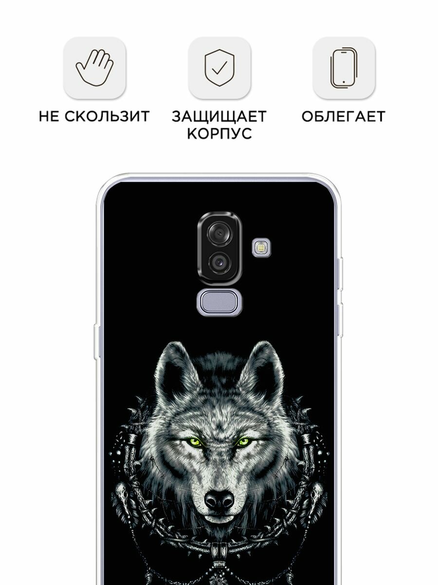 Чехол на Samsung Galaxy J8 / Самсунг Галакси Джей 8 с принтом "Волк оберег" — фото 1