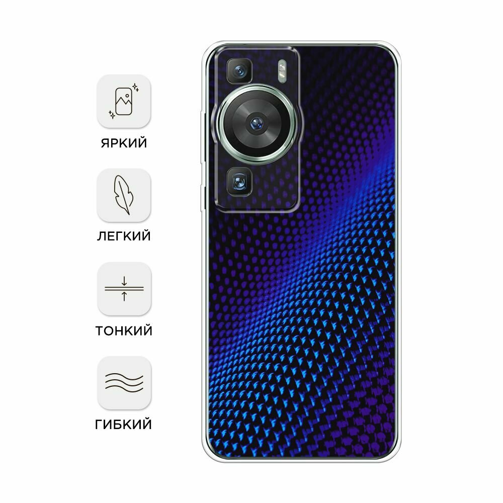 Чехол на Huawei P60/P60 Pro / Хуавей P60/P60 Про с принтом "Синий карбон" — фото 1